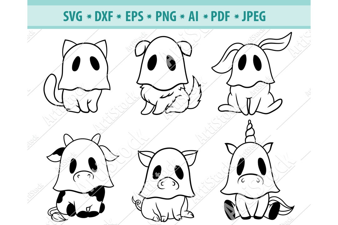 Сute Animal Ghost Svg, Halloween Pets Svg, Ghost Costume Svg, Boo Svg ...