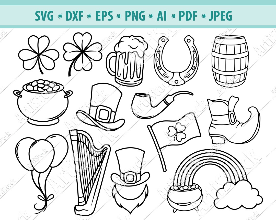 St. Patrick Elements Svg, St.patricks Day Svg, Svg Cut File, Rainbow ...