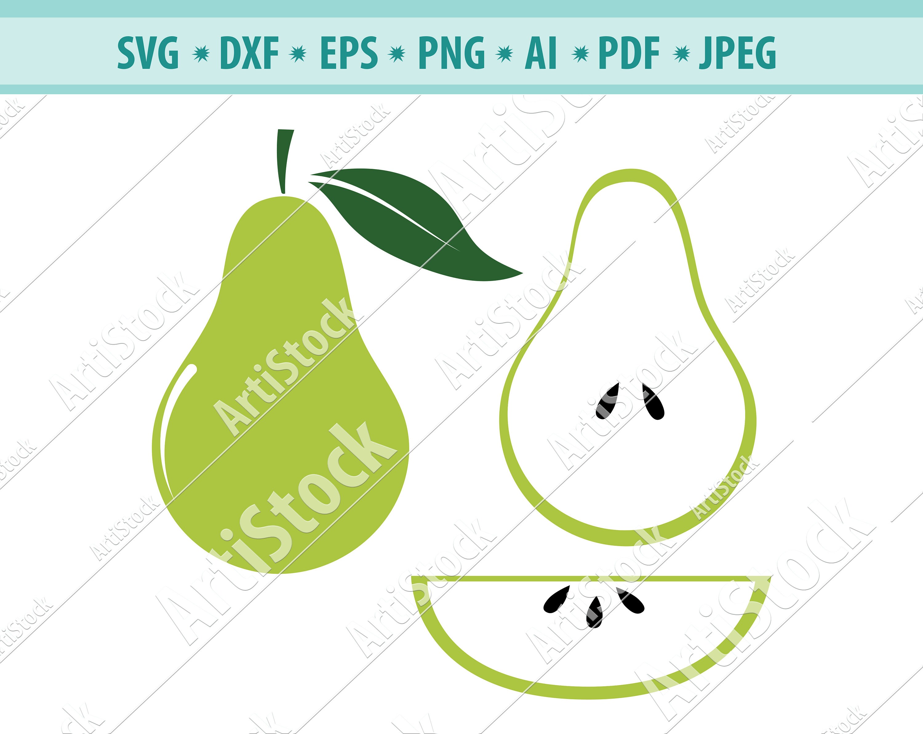 Pera Svg Archivo, Pera rebanada Svg, Archivo de corte de fruta, Svg de ...