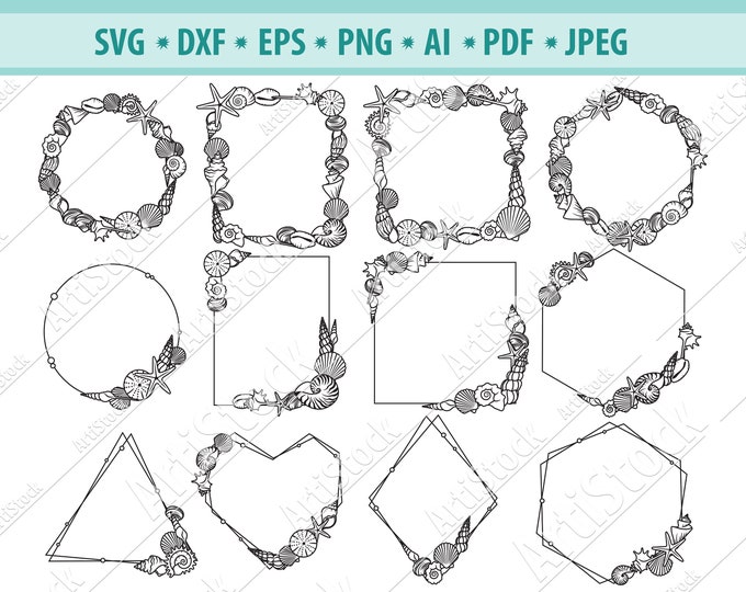 Seashell Frame SVG File Marine Border SVG Nautical Frame - Etsy