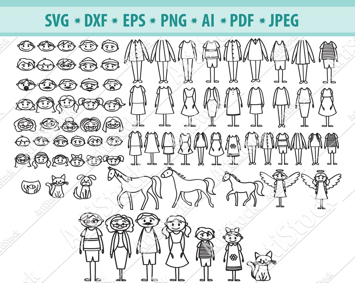 Stick Family Svg Bundle, Stick Family Cut Files, Stick Family Clipart ...