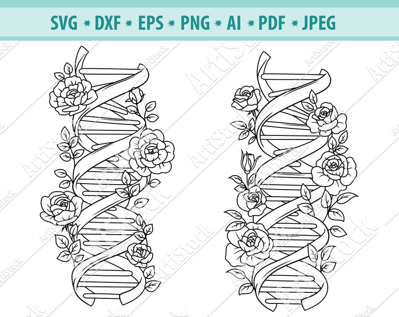 DNA Molecule Svg Flower Dna Svg Double Helix Svg Genetic | Etsy