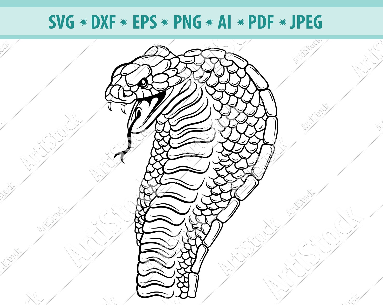 Snake Svg File, Cobra SVG, Snake Clipart, Reptile Svg, File for Cricut ...