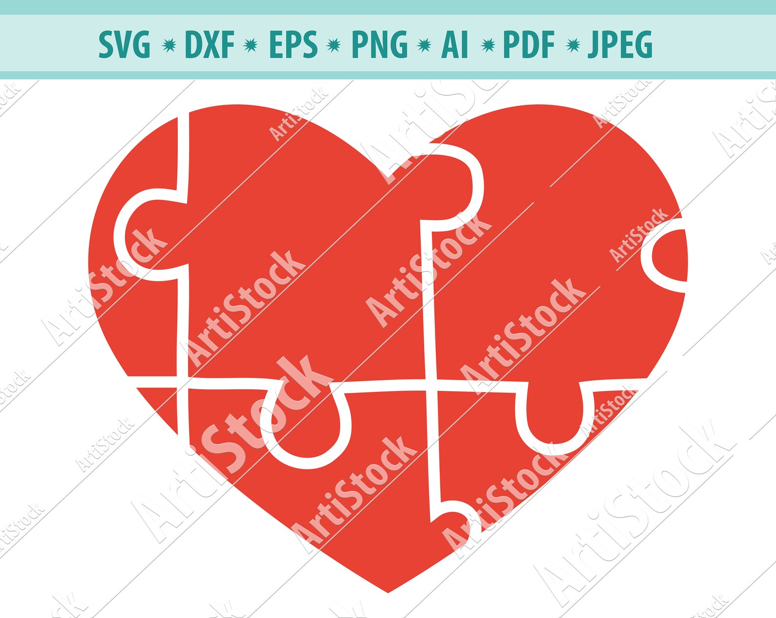Valentine Heart Puzzle SVG File Heart Svg Heart Puzzle Svg | Etsy