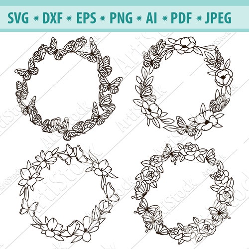 Butterfly Monogram Frame Svg Bundle Butterfly Circle - Etsy