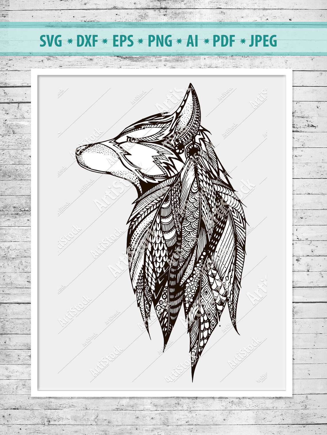 Zentangle Wolf Clipart / Mandala Wolf Clipart / Wolf Png / | Etsy