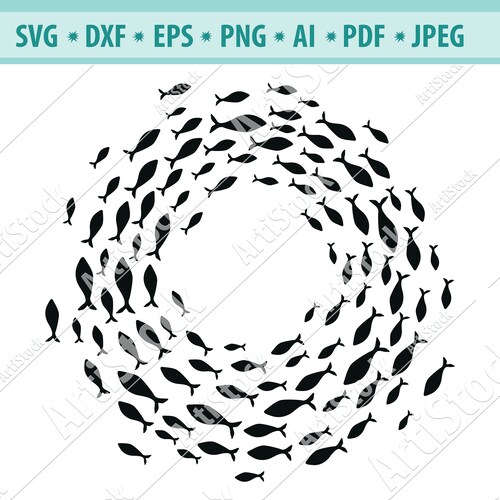 School of Fish. Group of Fishes. Vector Fish Logo. Black - Etsy