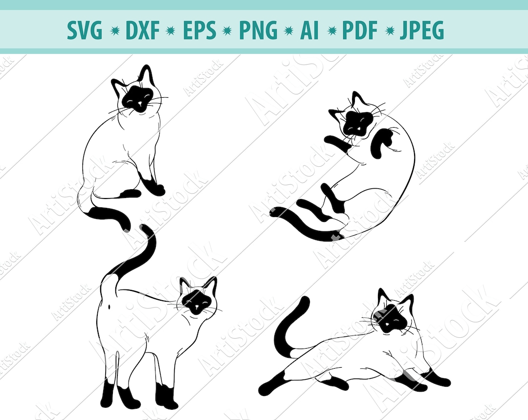 Siamese Cat Svg, Cat Portrait Svg, Siamese Cat Clipart, Cat Face Svg ...