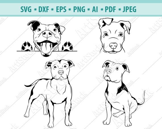 Pitbull SVG pitbull americano Svg cameo de silueta perro - Etsy México