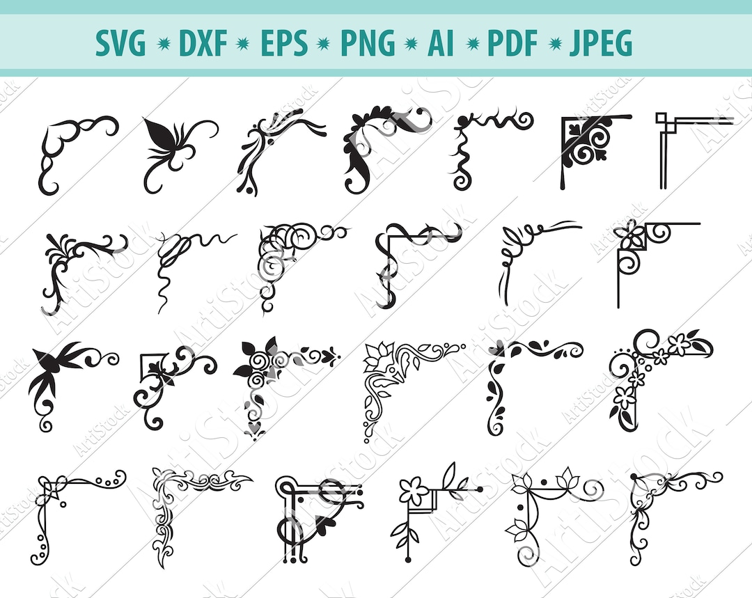 Vintage Corner Svg, Ornamental Border Svg, Floral Frame Svg, Ornate ...