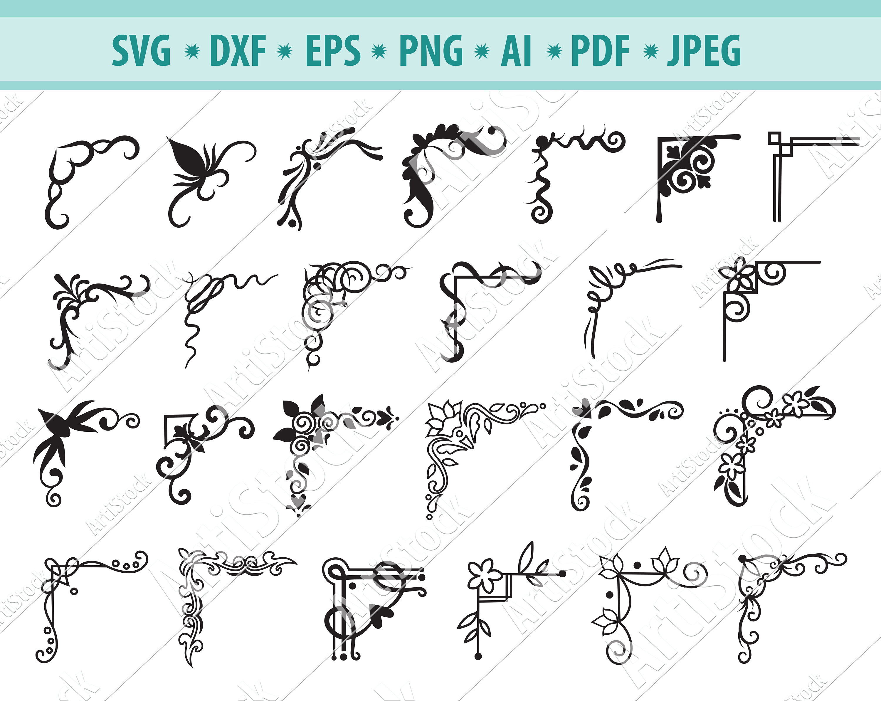 Vintage Corner Svg, Ornamental Border Svg, Floral Frame Svg, Ornate ...