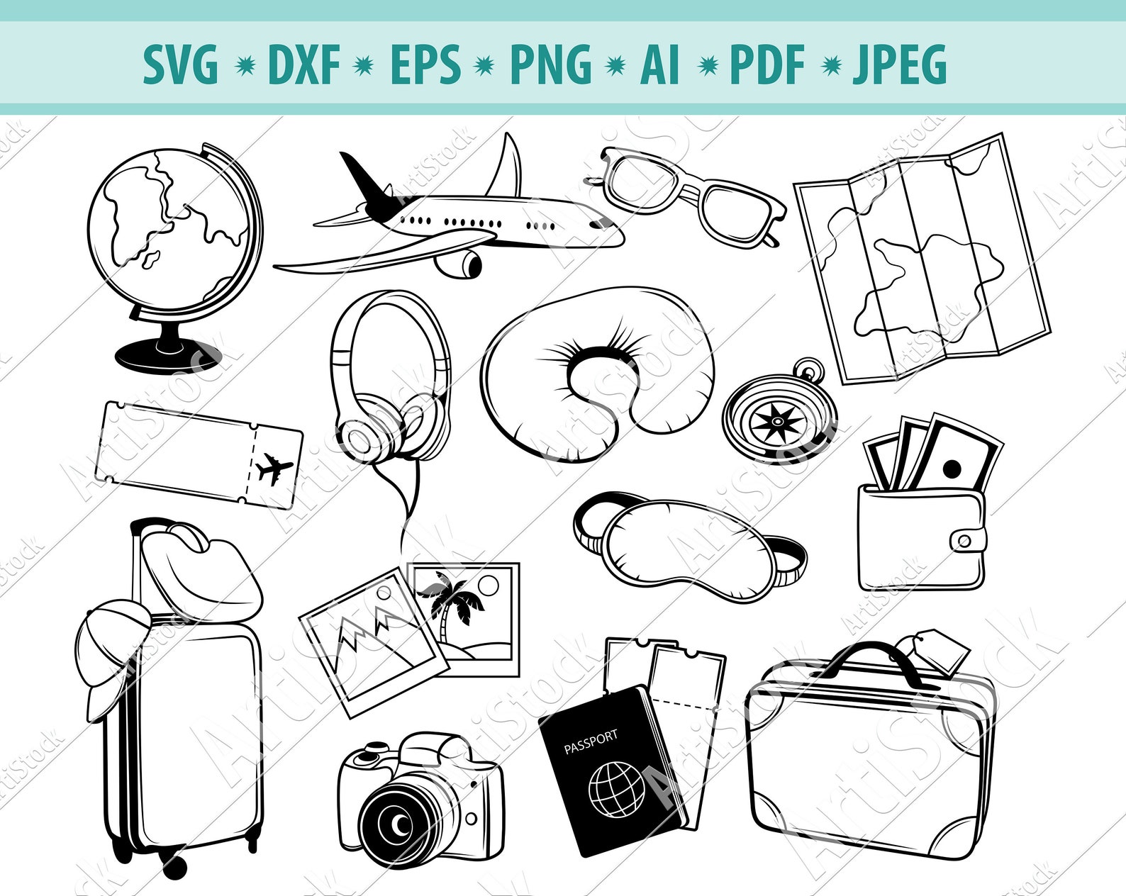 Travel Things Svg World Travel Clipart Traveling Clip Art - Etsy