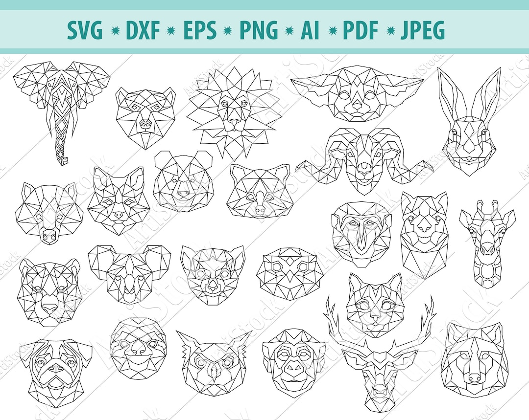 Polygon Animals Svg, Low Poly Animals Svf Files for Cricut, Polygonal ...