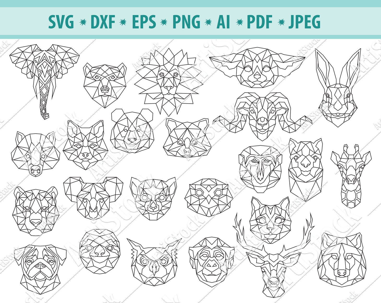 Polygon Tiere Svg, Low-Poly-Tiere Svf-Dateien für Cricut, polygonalen ...