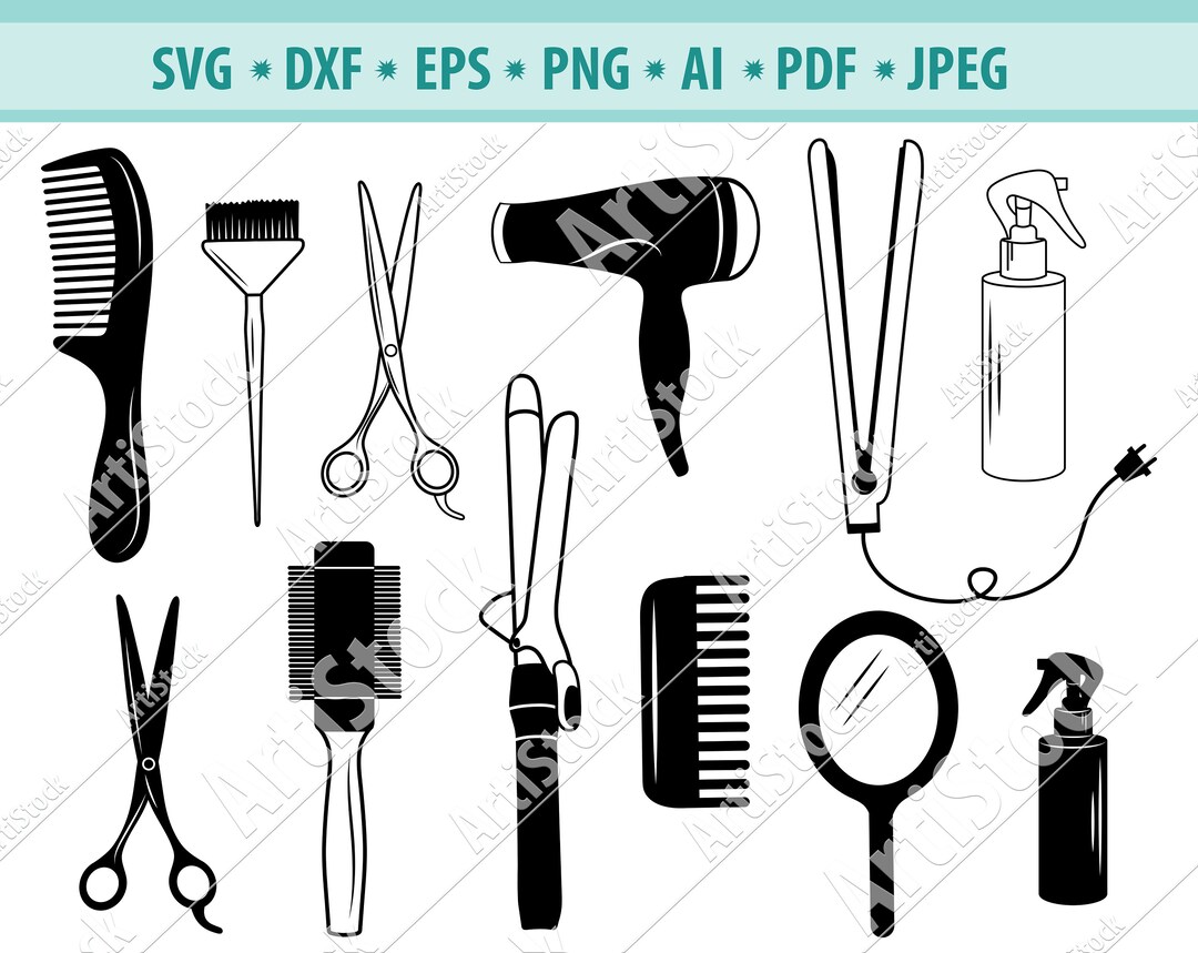 Hairdresser Tools Svg, Hair Salon Accessories Svg, Hair Scissors Svg ...
