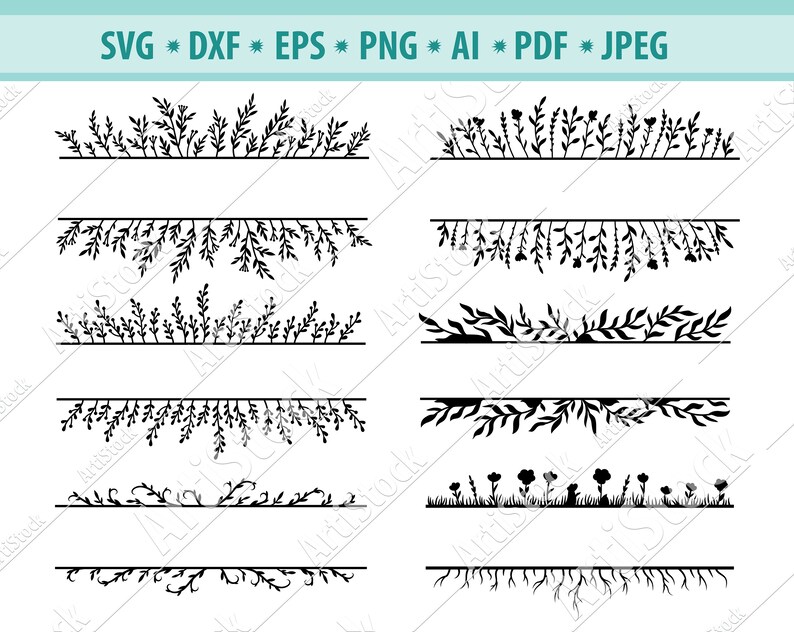 Flower Border SVG Flower Svg Flower Monogram Split - Etsy