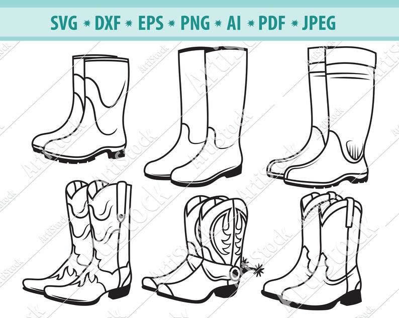 Boots Svg File Cowboy Boots SVG Boots Cut File Shoes SVG - Etsy