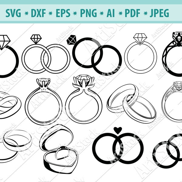 Wedding Two Rings Svg - Etsy