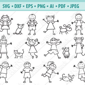 Stick Kids Svg Bundle Stick Pets Svg Stick Kids Clipart - Etsy