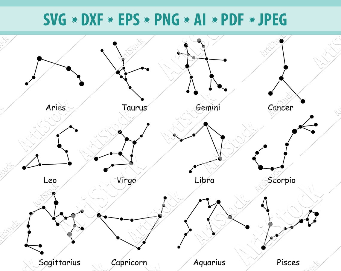 Zodiac Stars Svg Constellation Zodiac Svg Astrology Svg - Etsy