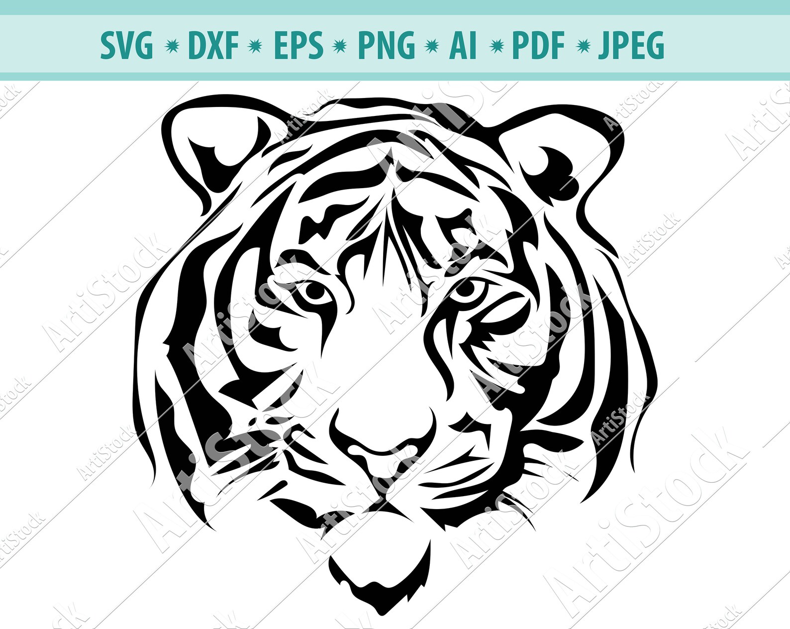 Tiger Face Tiger SVG Head of a Tiger Clipart File Cutting - Etsy