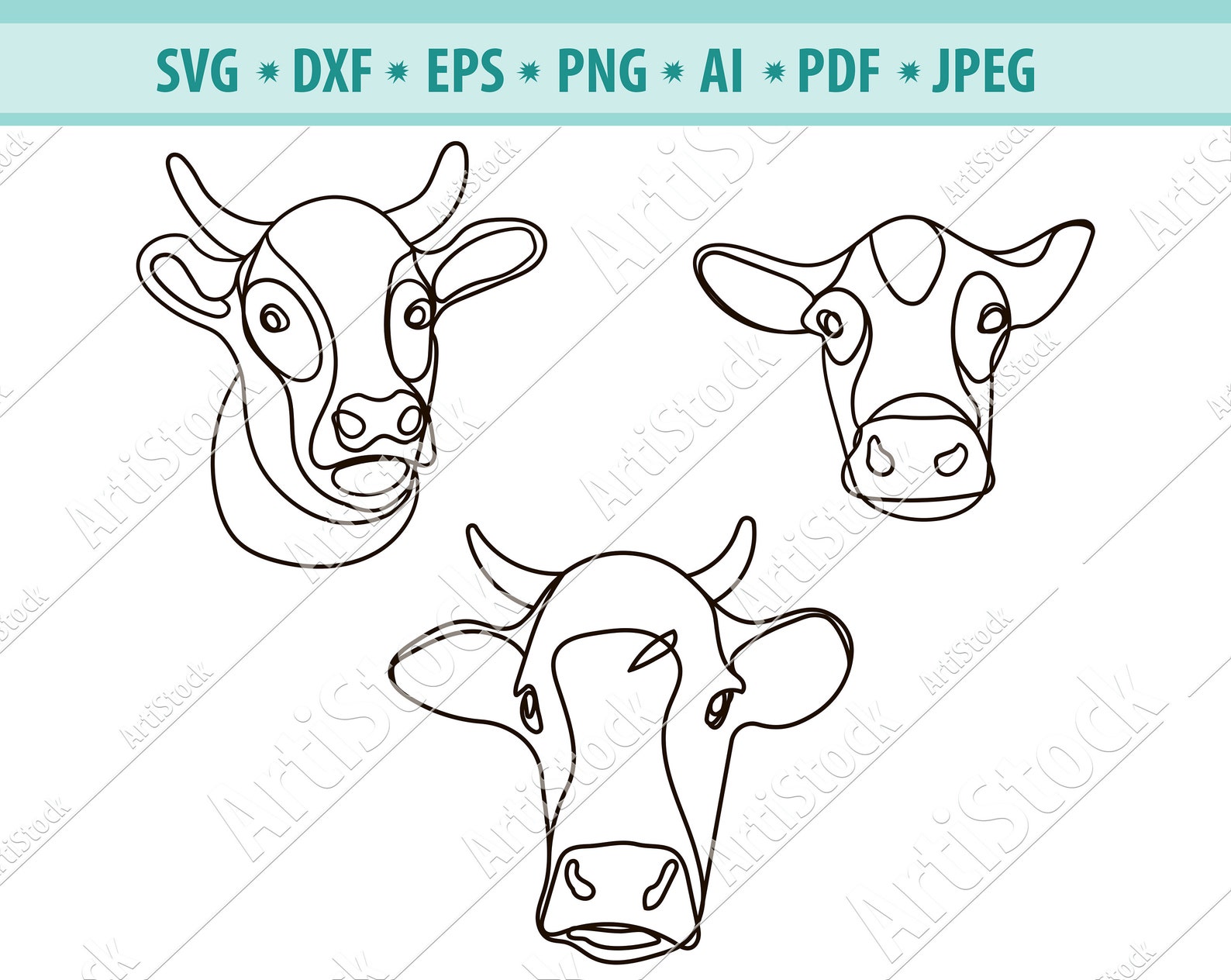 Cow Svg Cow Face Svg Cow Silhouette Svg Cow Face Cut Files for | Etsy