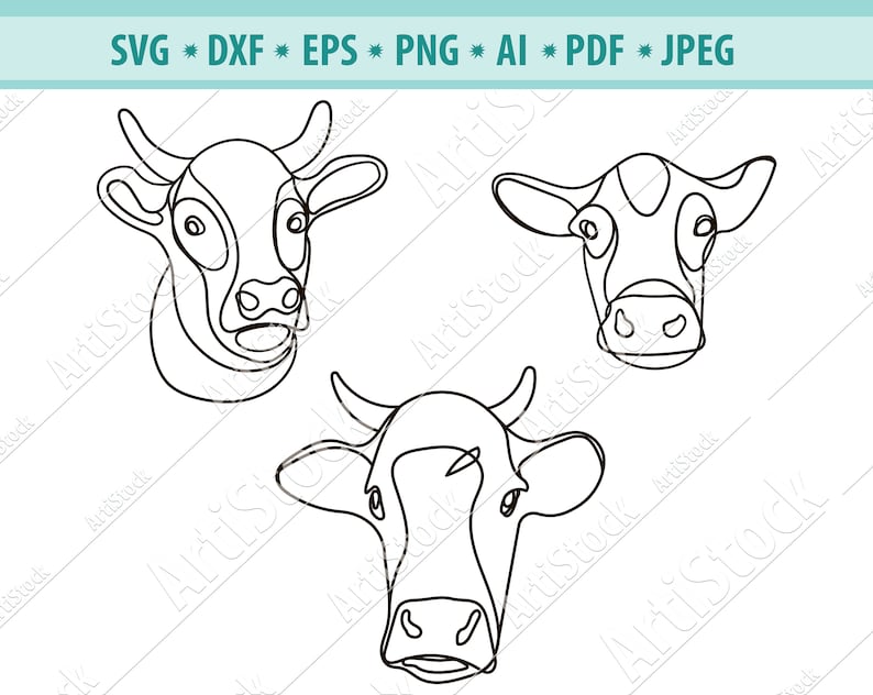 Cow Svg Cow Face Svg Cow Silhouette Svg Cow Face Cut Files for - Etsy