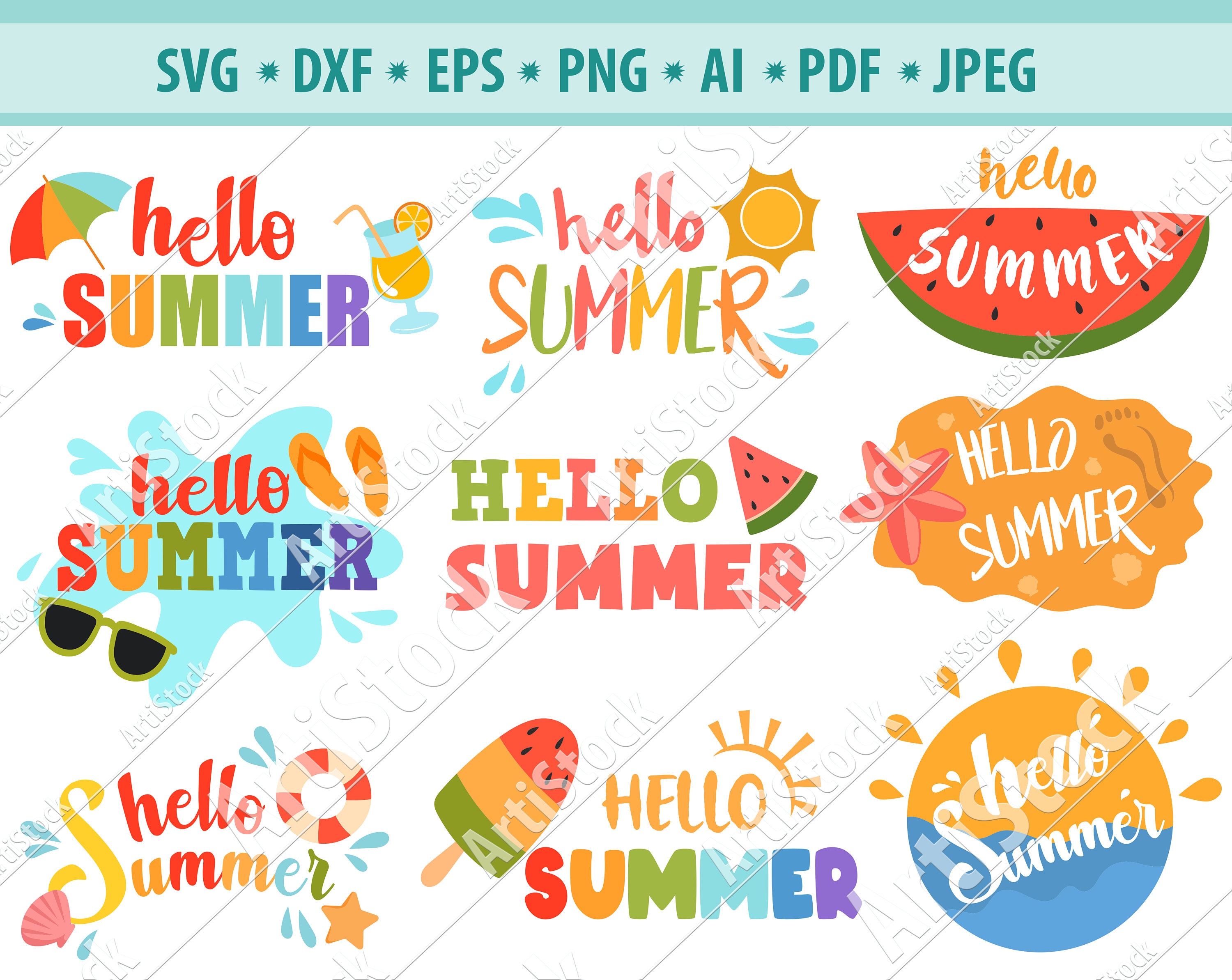 Summer Svg Bundle Hello Summer Svg Vacation Svg Juicy - Etsy
