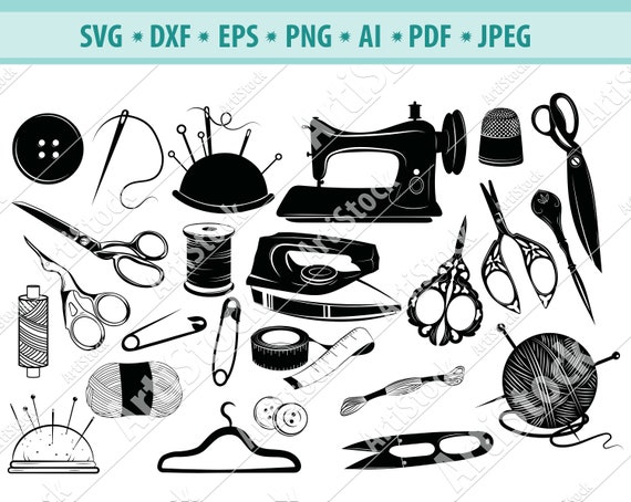 SEWING Svg/sewing Machine Svg/scissors Svg/threads Svg/needle - Etsy