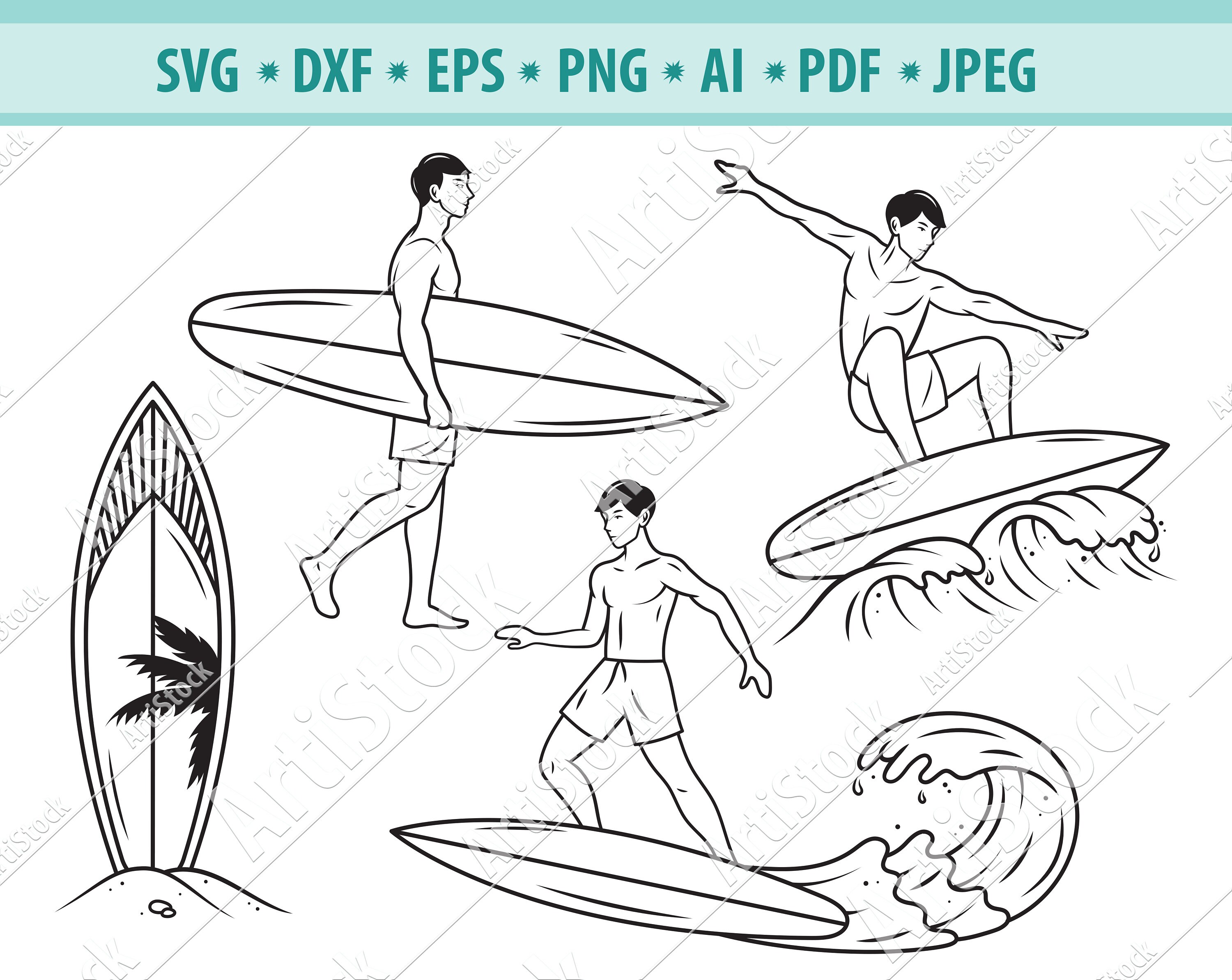 Surfing Svg, Extreme Sport Svg, Summer Svg, Ocean Wave Svg, Surfer Man ...
