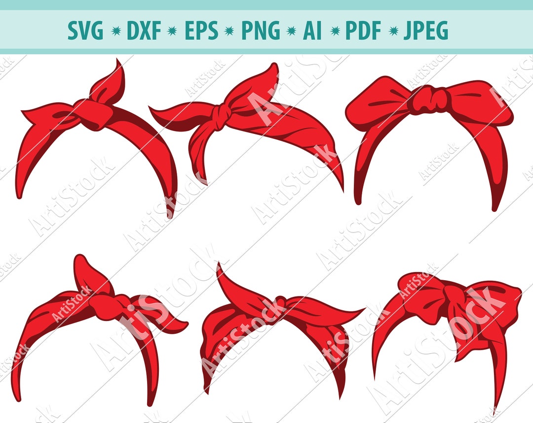 Bandanas Digital Cut Files, Retro Headband Svg, Pdf, Png, Eps, Dxf ...
