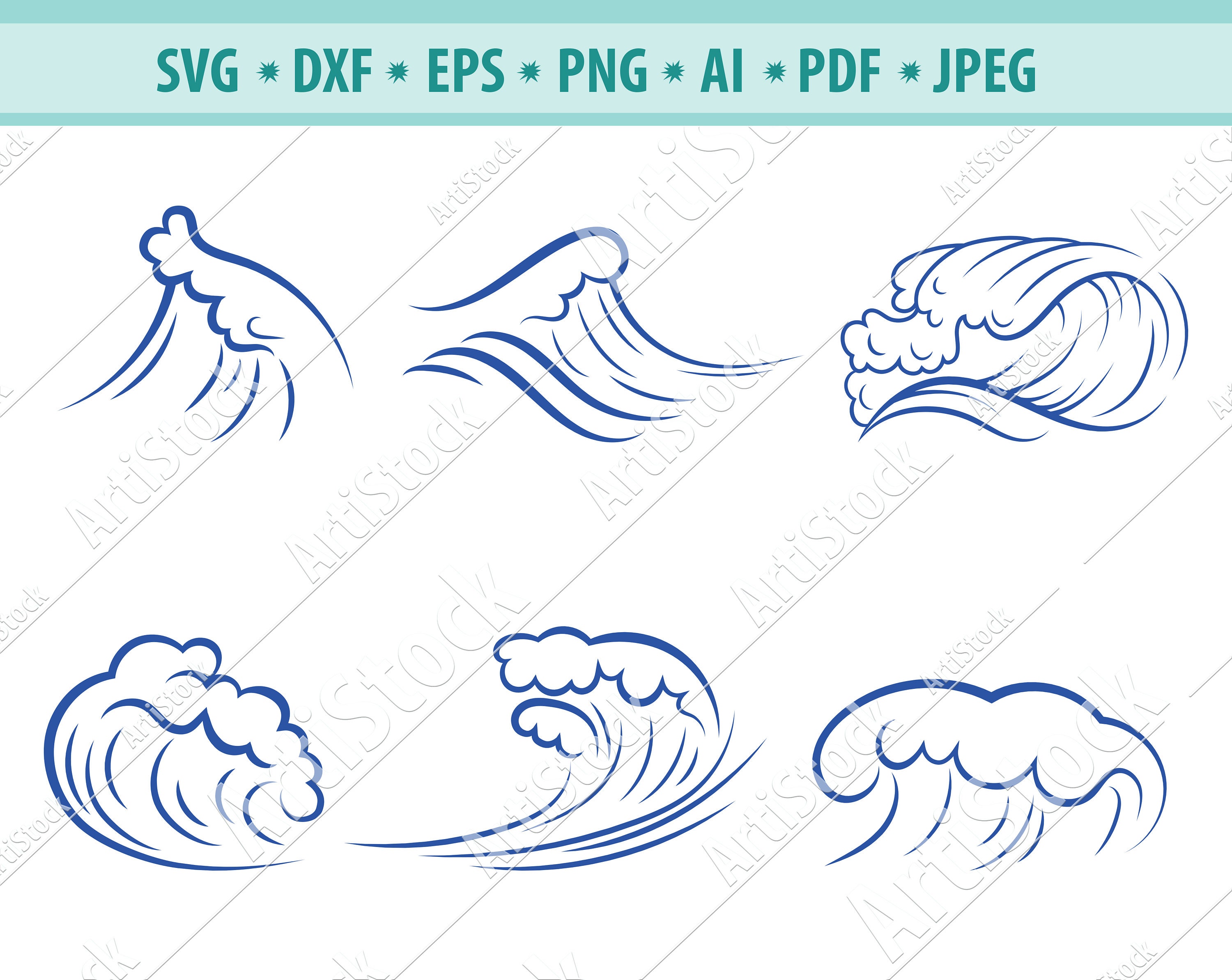 Wave SVG /waves Svg/sea Waves Svg/ Ocean Waves Svg/ Clipart/ - Etsy