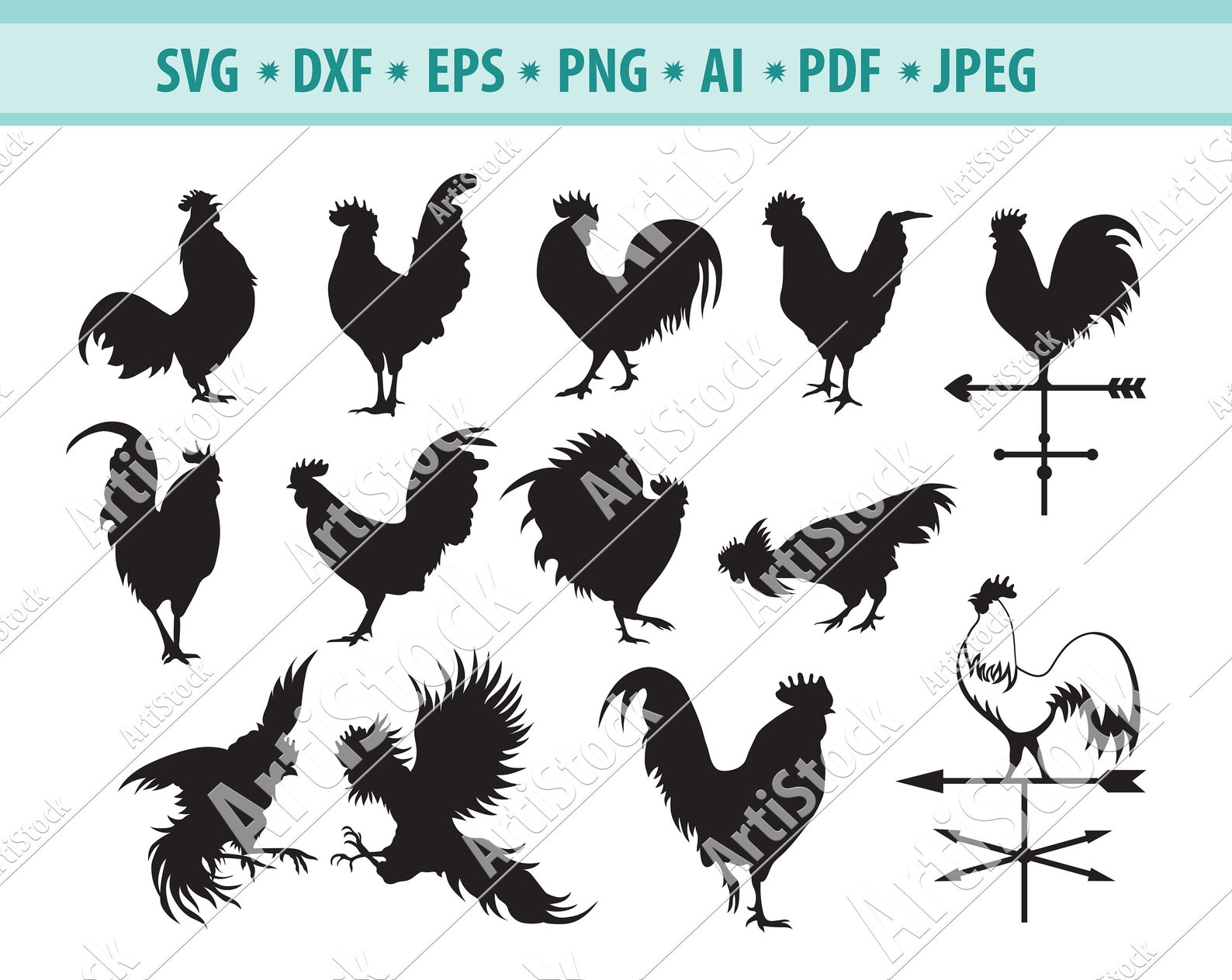 Rooster Svg File Farm Animals Svg Livestock Svg Rooster | Etsy