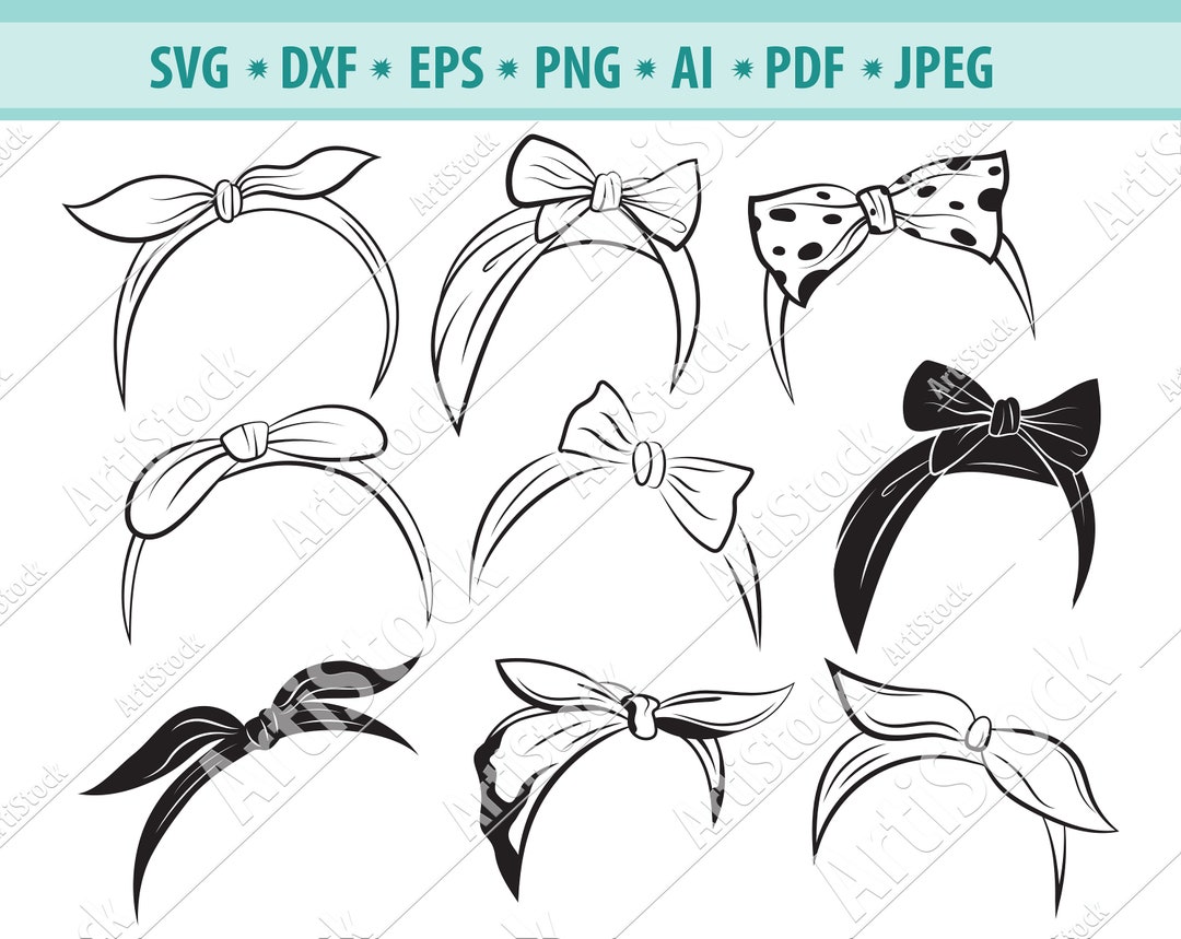 Bandanas Digital Cut Files, Retro Headband Svg, Pdf, Png, Eps, Dxf ...