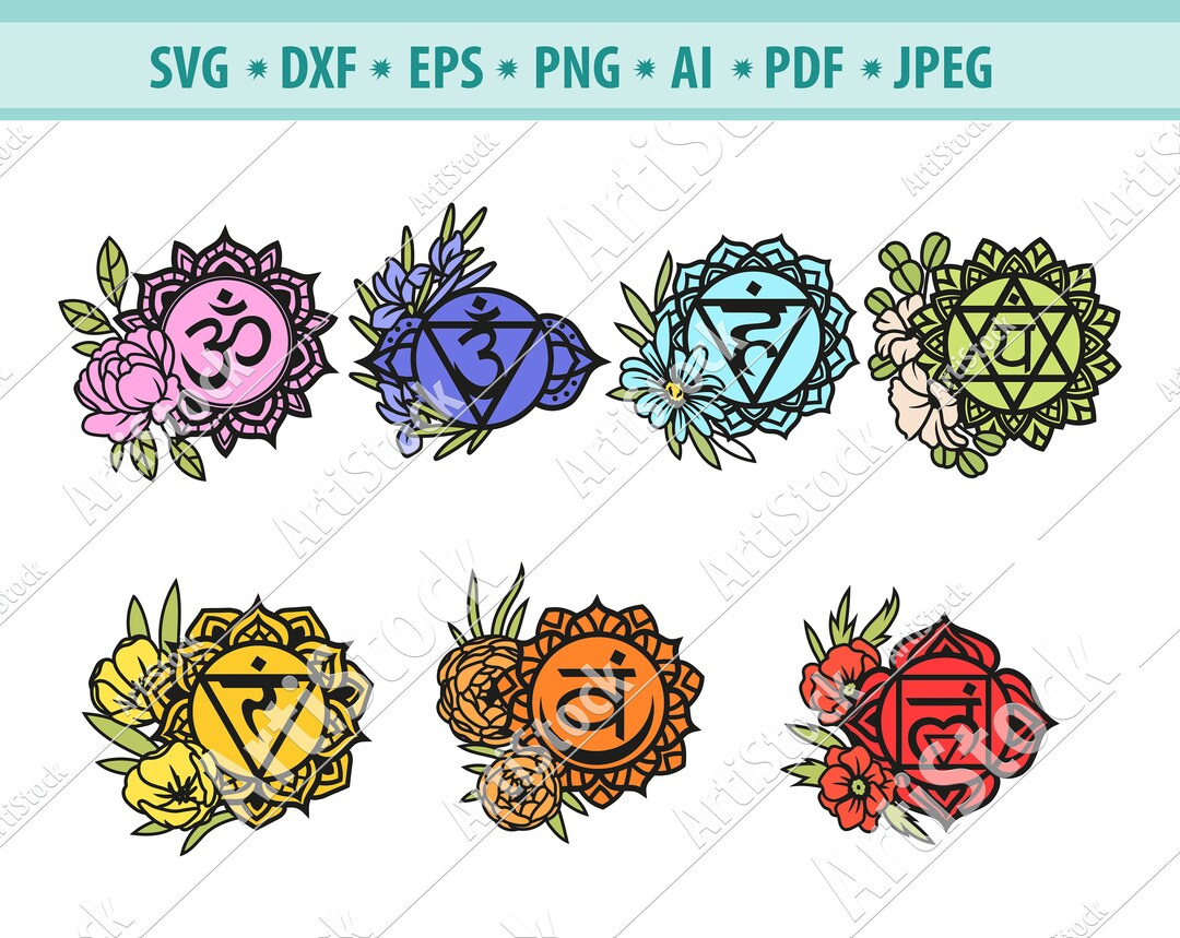 Flower Chakra SVG, Yoga Svg, Chakra With Flower Svg, Floral Chakra Svg ...