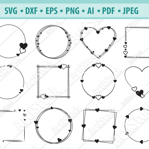 Heart Frame Svg Valentine Frame Svg Love Wreath Svg - Etsy