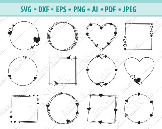 Heart Frame Svg Valentine Frame Svg Love Wreath Svg | Etsy