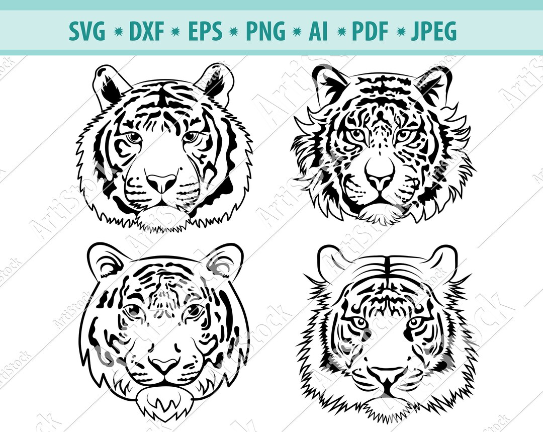 Tiger SVG File, Tiger Face SVG, Animal Face Svg, Big Cat Svg, Head of a ...