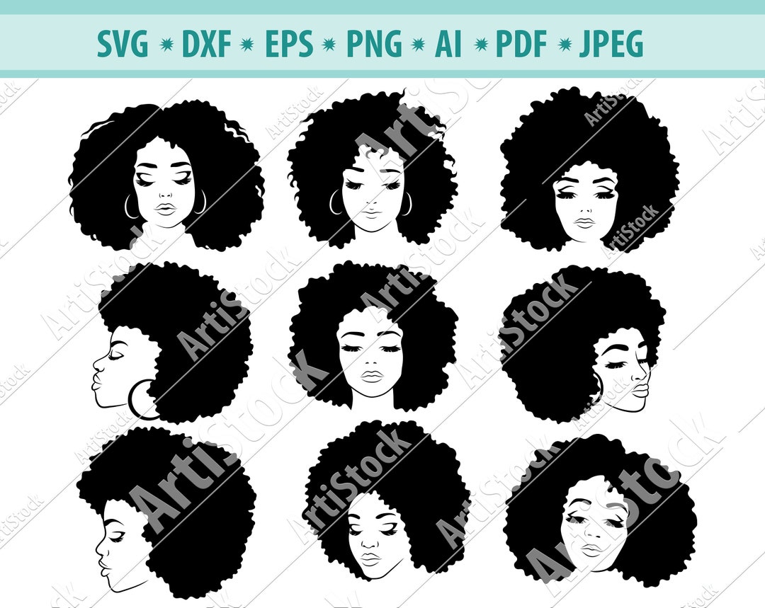 Afro Hairstyles SVG, Black Woman Bundle Svg, Hair Dreadlocks SVG, Afro ...