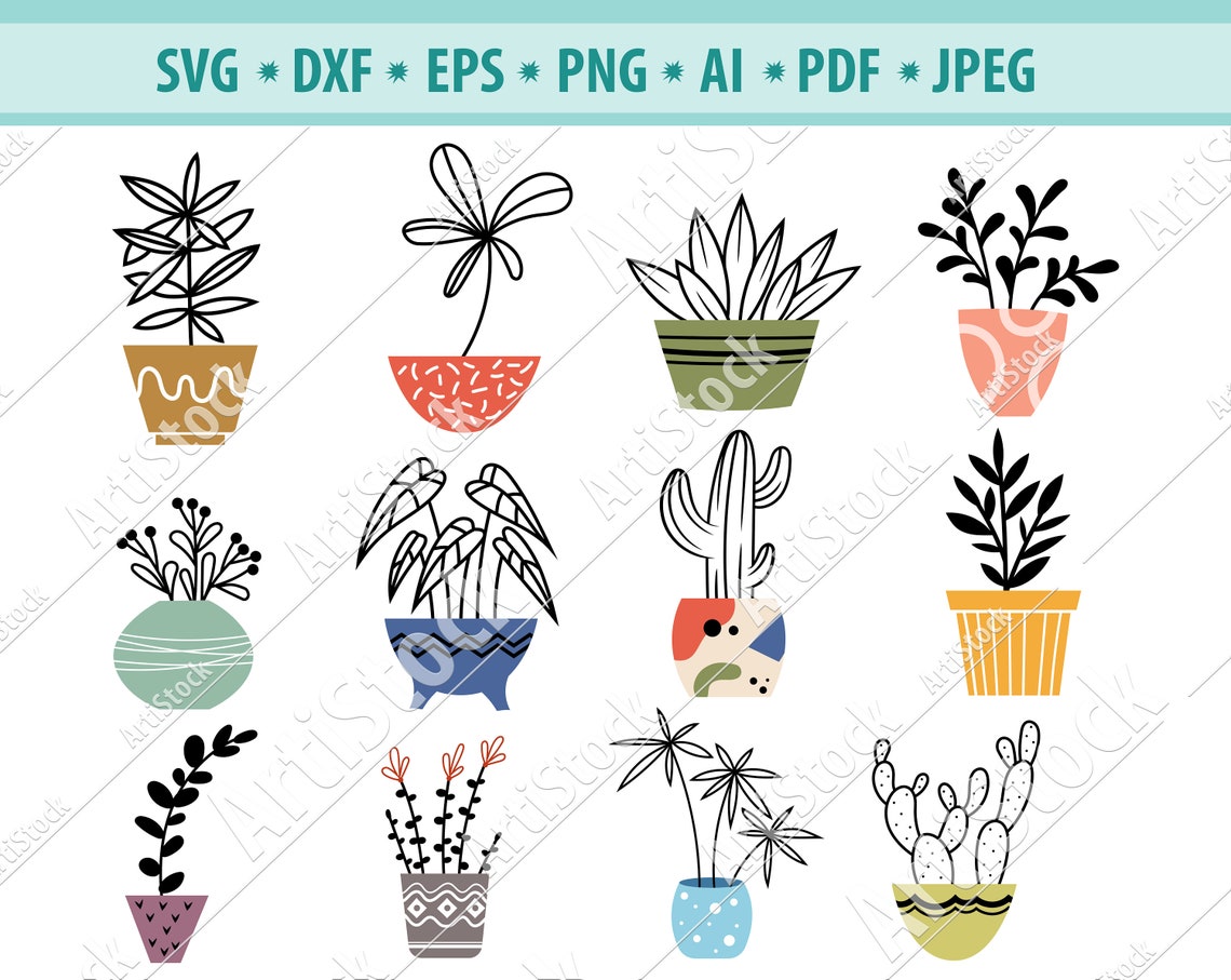 Plants SVG Potted Plants Svg Houseplants Svg Garden Plants - Etsy