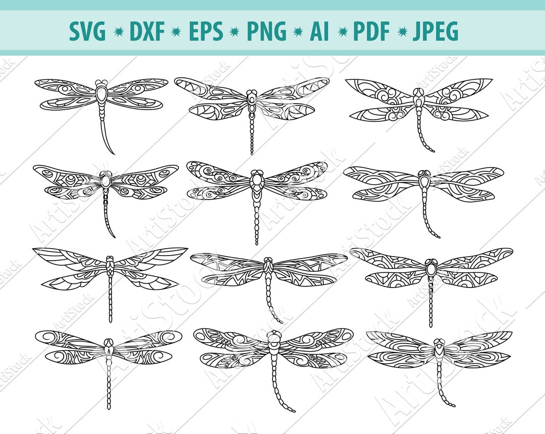 Dragonfly Svg, Linear Dragonfly Svg, Insect Svg, Bugs Svg, Vector ...