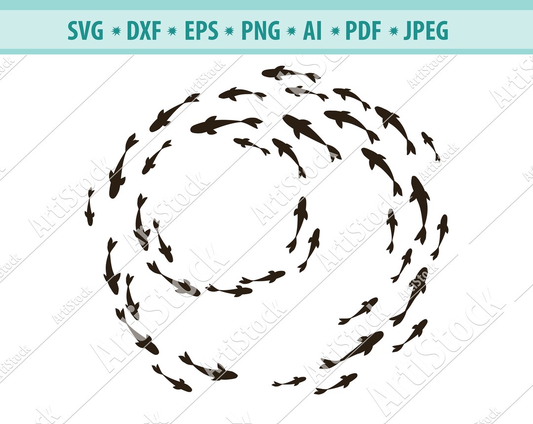 School of Fish. Group of Fishes. Vector Fish Logo. Black Silhouette ...