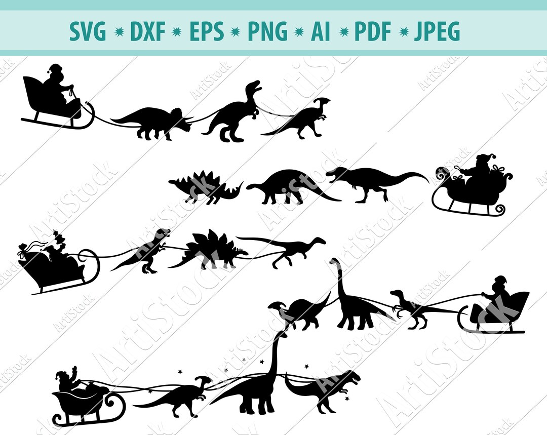 Christmas SVG, Christmas Dinosaur Sleigh SVG, Christmas Dinosaur Svg ...