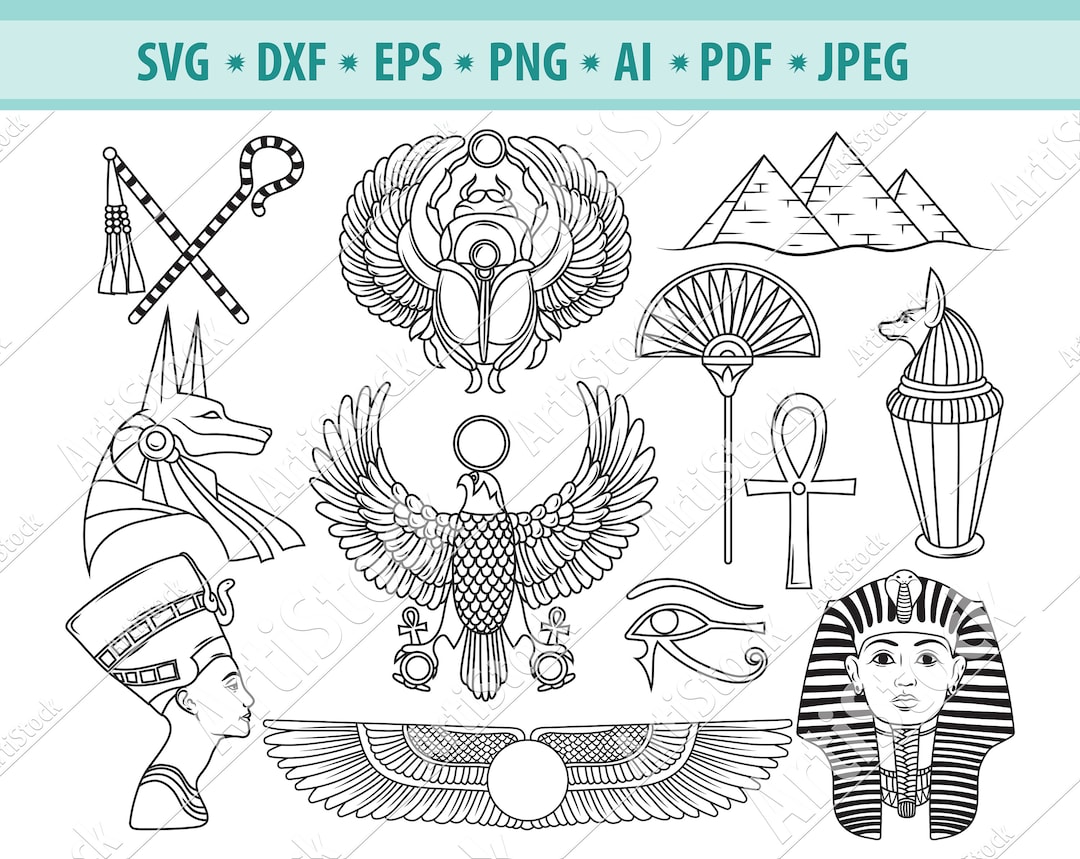 Egyptian Svg Bundle, Egyptian Svg, Egyptian Clipart, Pharaoh Svg, Egypt ...