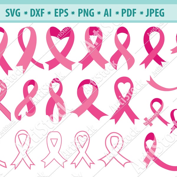 Pink Ribbon Svg - Etsy