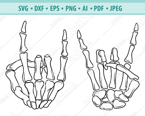 Skeleton Hand Svg Rock Hand Svg Skeleton Svg Rock on Hand - Etsy