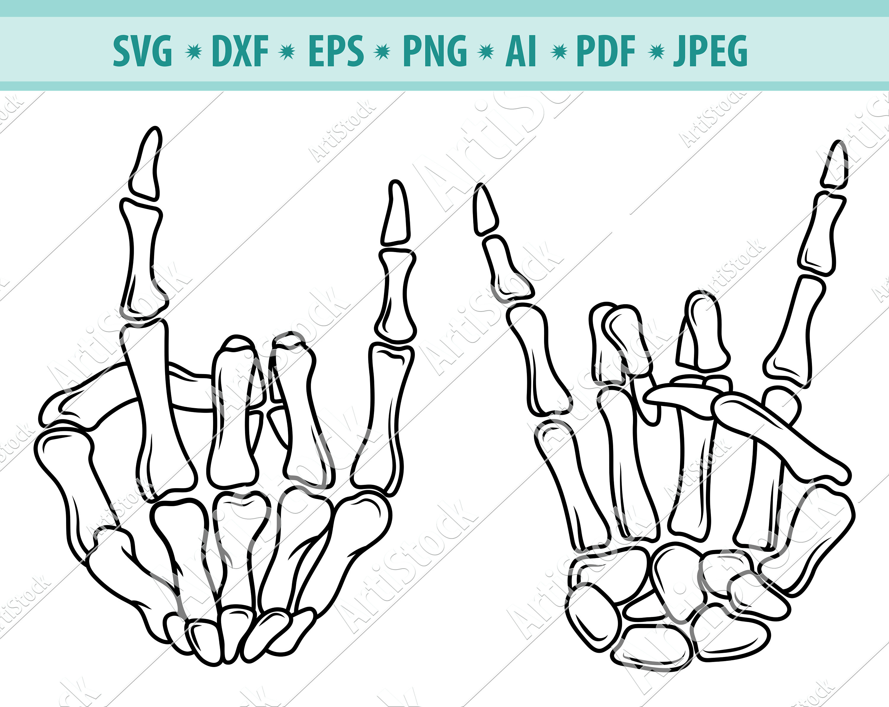 Skeleton Hand Svg Rock Hand Svg Skeleton Svg Rock on Hand | Etsy