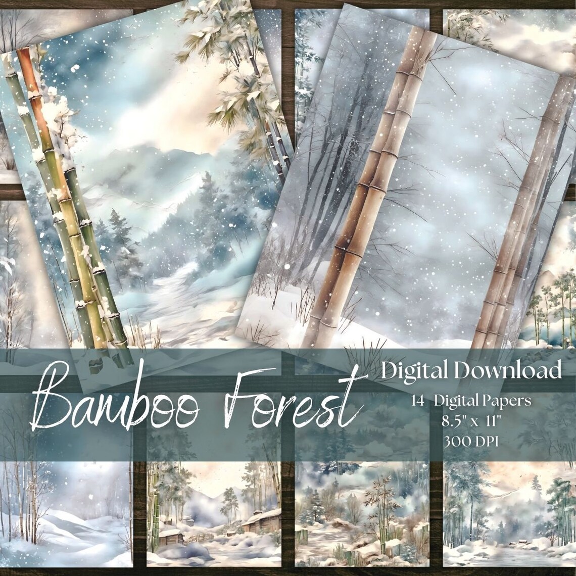 Bamboo Forest, Printable Junk Journal Pages, Digital Scrapbook Kit ...