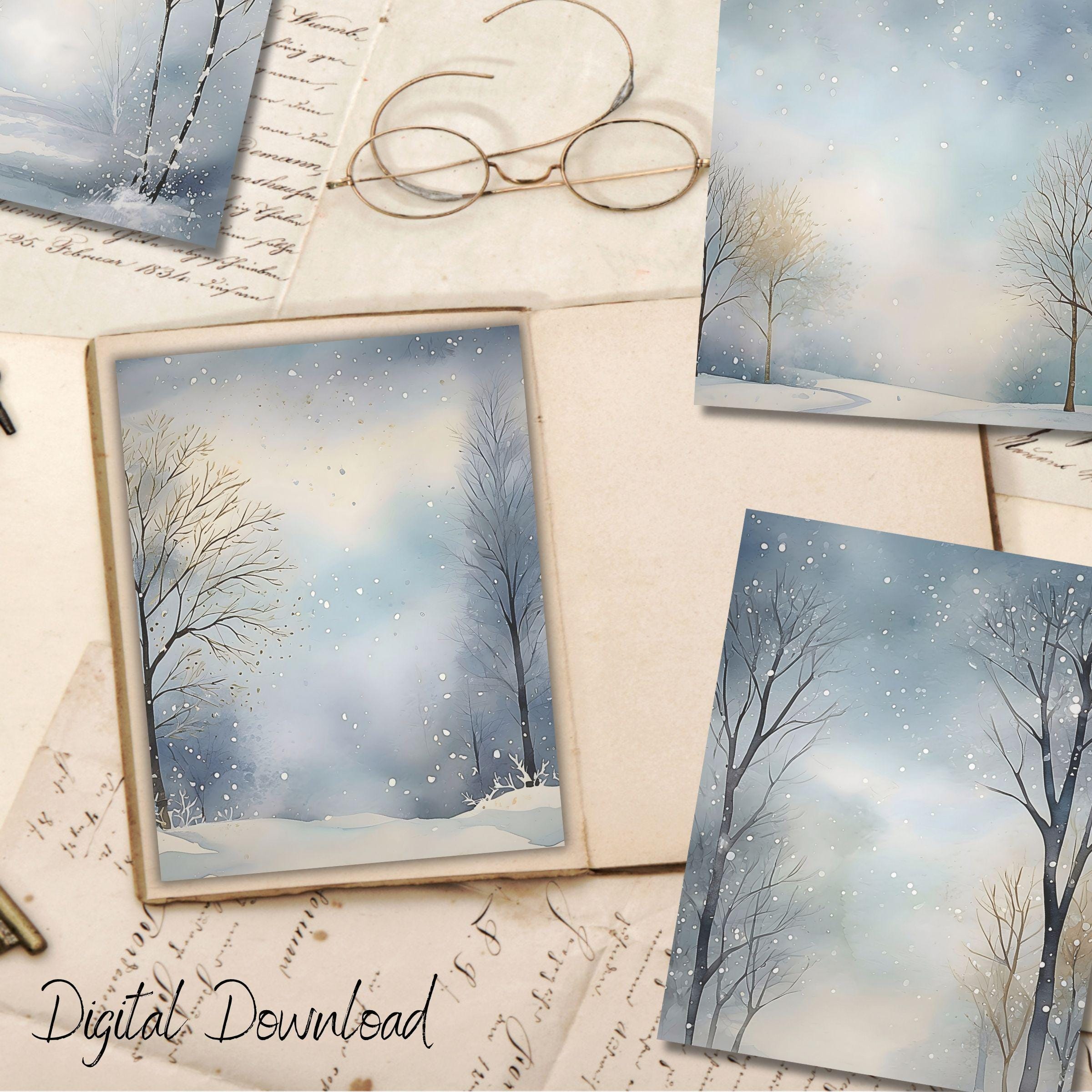 Chilly Winter Forest, Antique Digital Paper, Printable Vintage ...