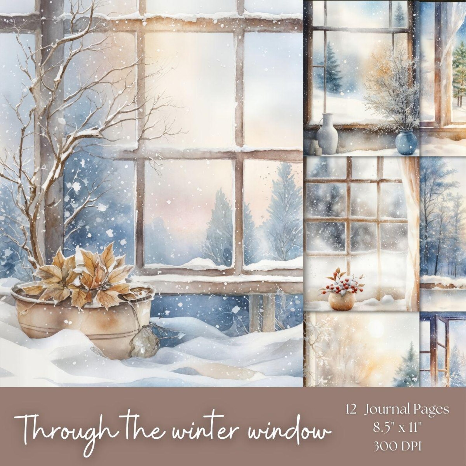 Through the Winter Window, Printable Junk Journal Pages, Digital ...